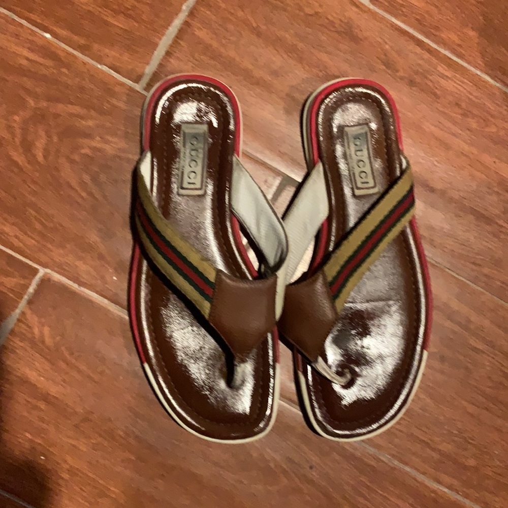 Gucci Brown Leather Flip Flops/Sandals 233316 7c - Gem